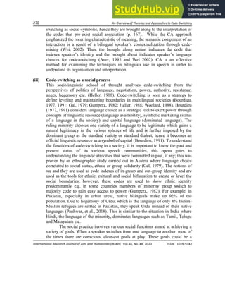 An Overview Of Theories And Approaches To Code-Switching | PDF