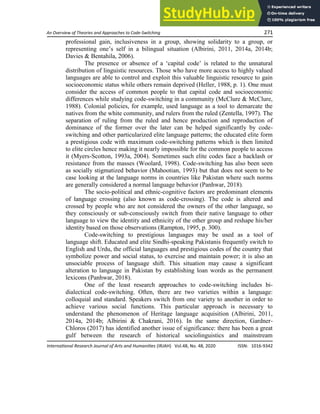 An Overview Of Theories And Approaches To Code-Switching | PDF