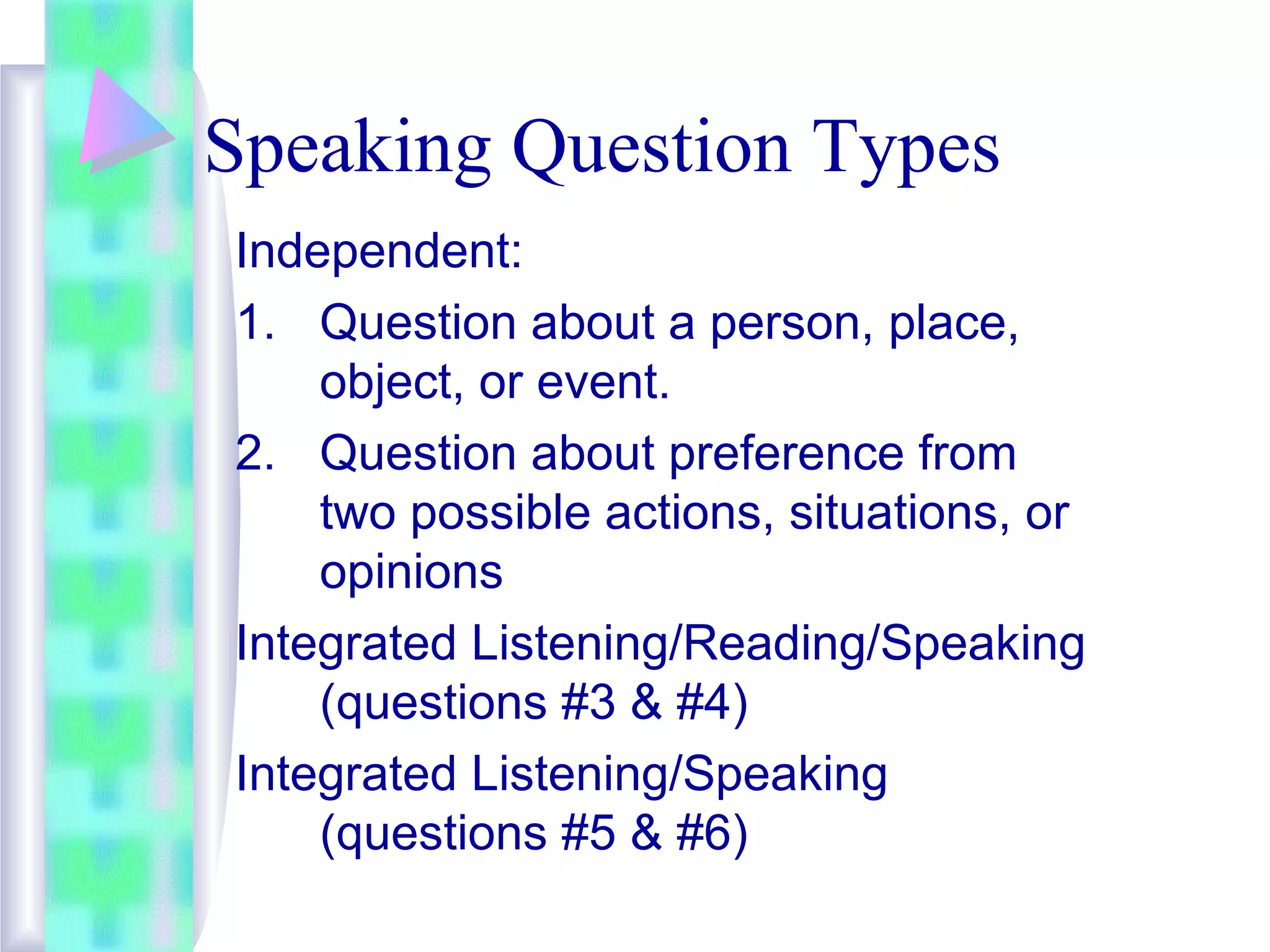 An overview of the toefl ibt - HB | PPT | Educational Assessment ...