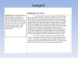 An overview of the toefl ibt - HB | PPT | Educational Assessment | Education