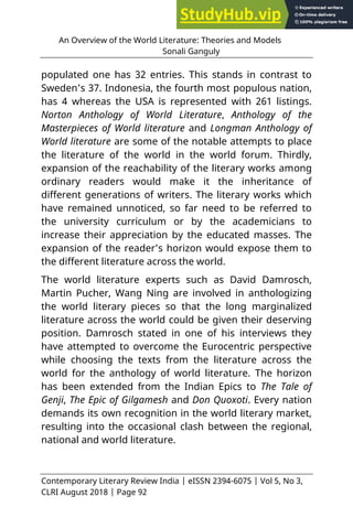 An Overview Of The World Literature Theories And Models | PDF