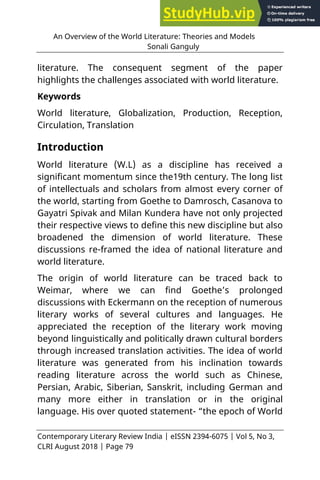 An Overview Of The World Literature Theories And Models | PDF