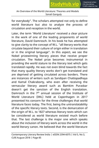 An Overview Of The World Literature Theories And Models | PDF