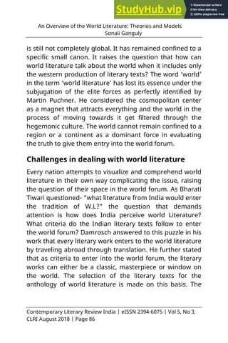 An Overview Of The World Literature Theories And Models | PDF