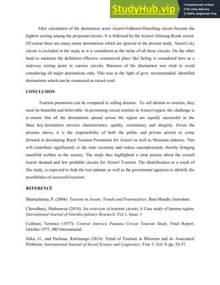 AN OVERVIEW OF TOURIST CIRCUITS A CASE STUDY OF AIZAWL AREA | PDF