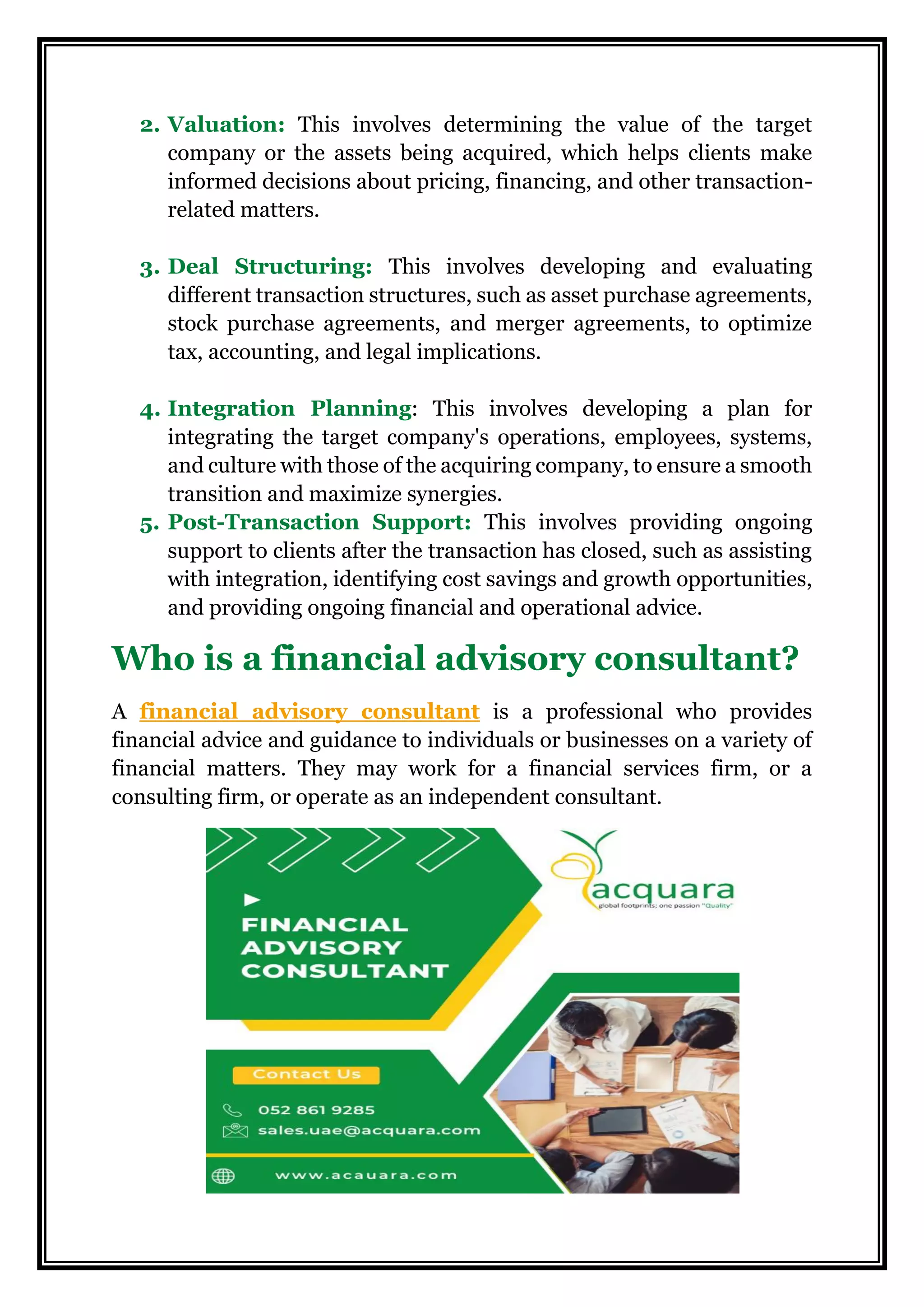 An Overview of Transaction Advisory Services in Dubai | PDF