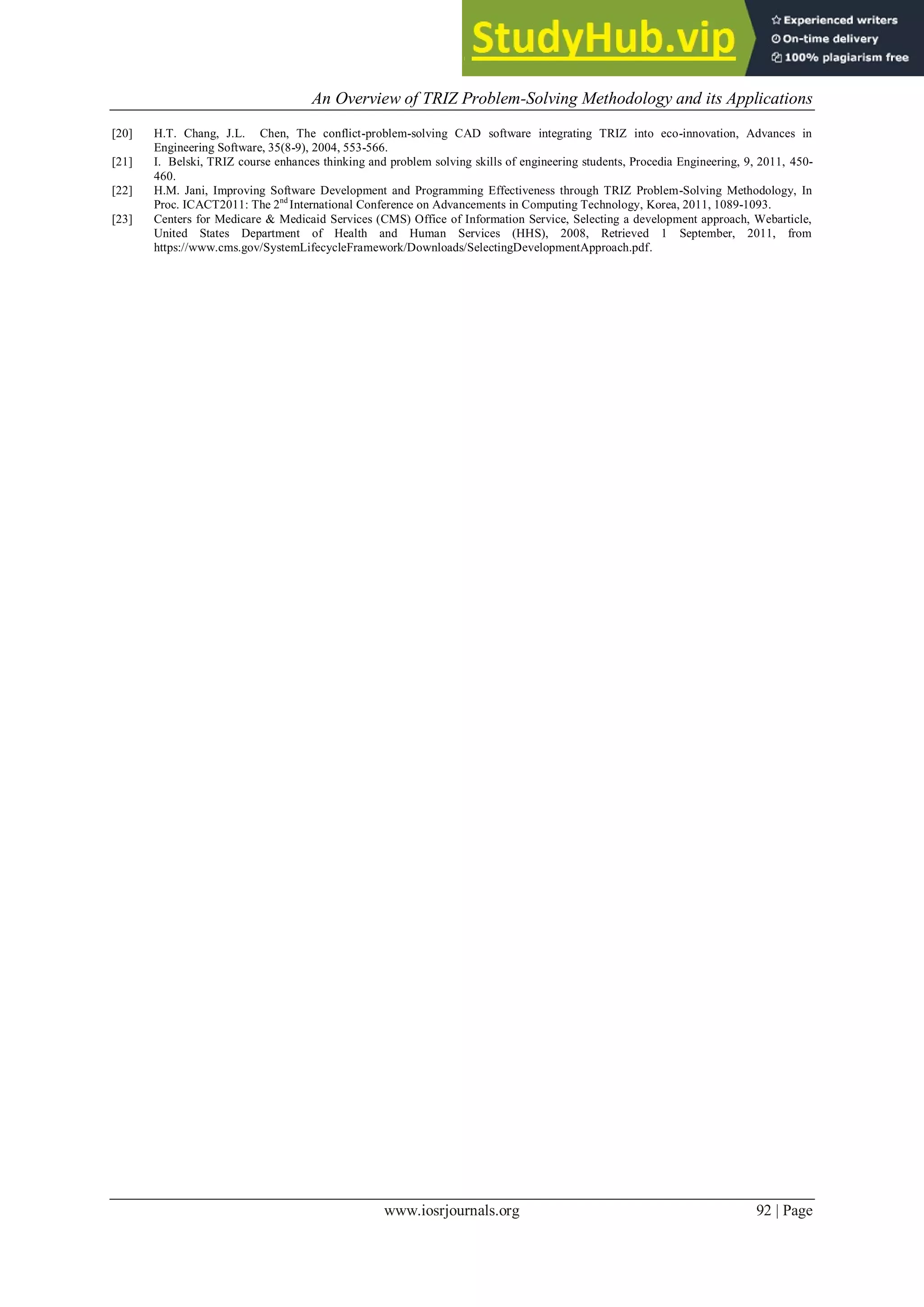 An Overview Of TRIZ Problem-Solving Methodology And Its Applications | PDF