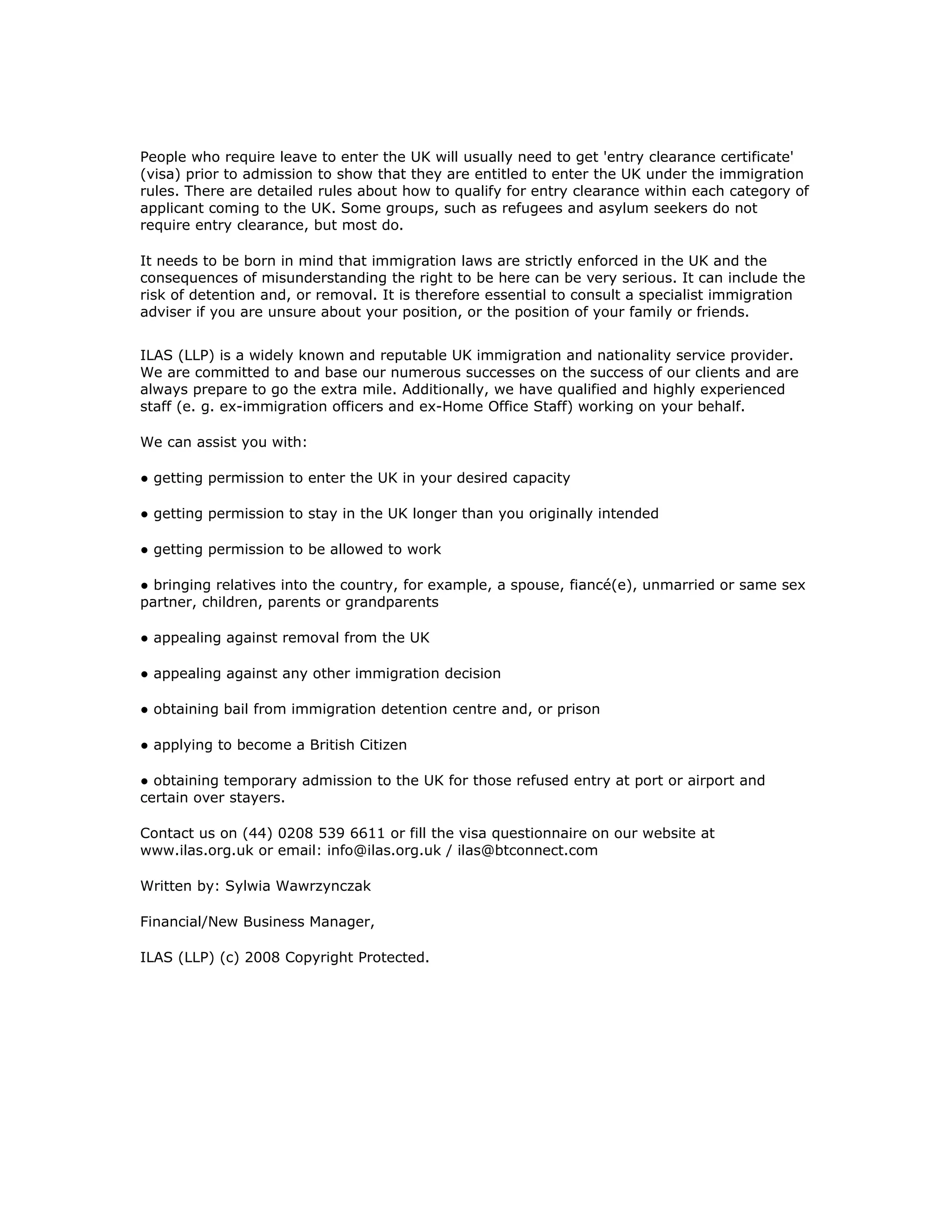 An Overview Of UK Immigration Control | DOC