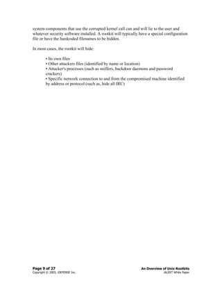 An overview of unix rootkits | PDF | Operating Systems | Computer Software and Applications