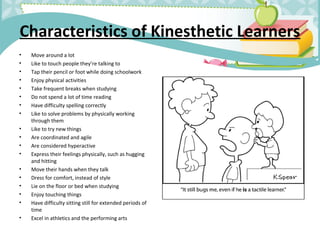An overview of visual, auditory, and kinesthetic learners | PPT