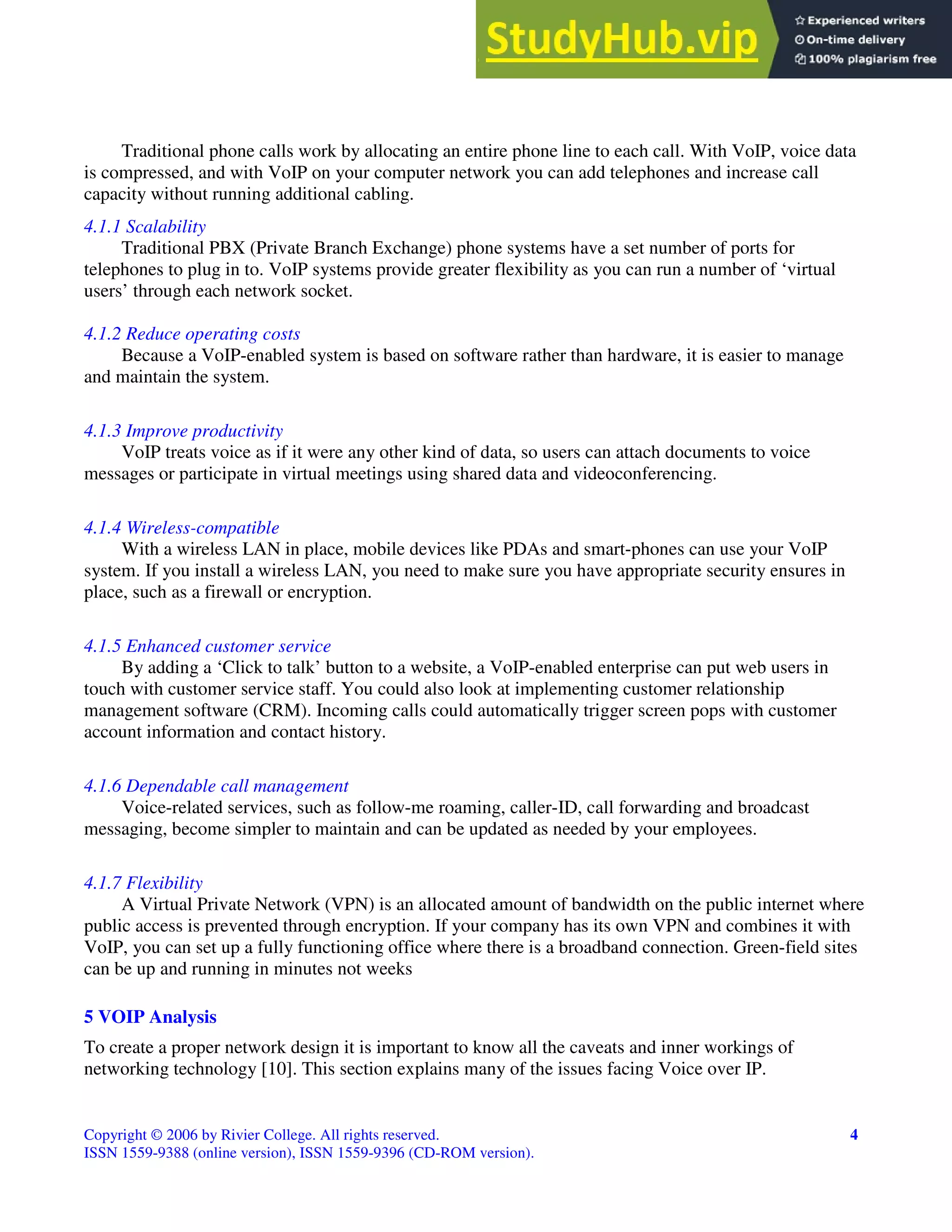 AN OVERVIEW OF VOICE OVER INTERNET PROTOCOL (VOIP | PDF
