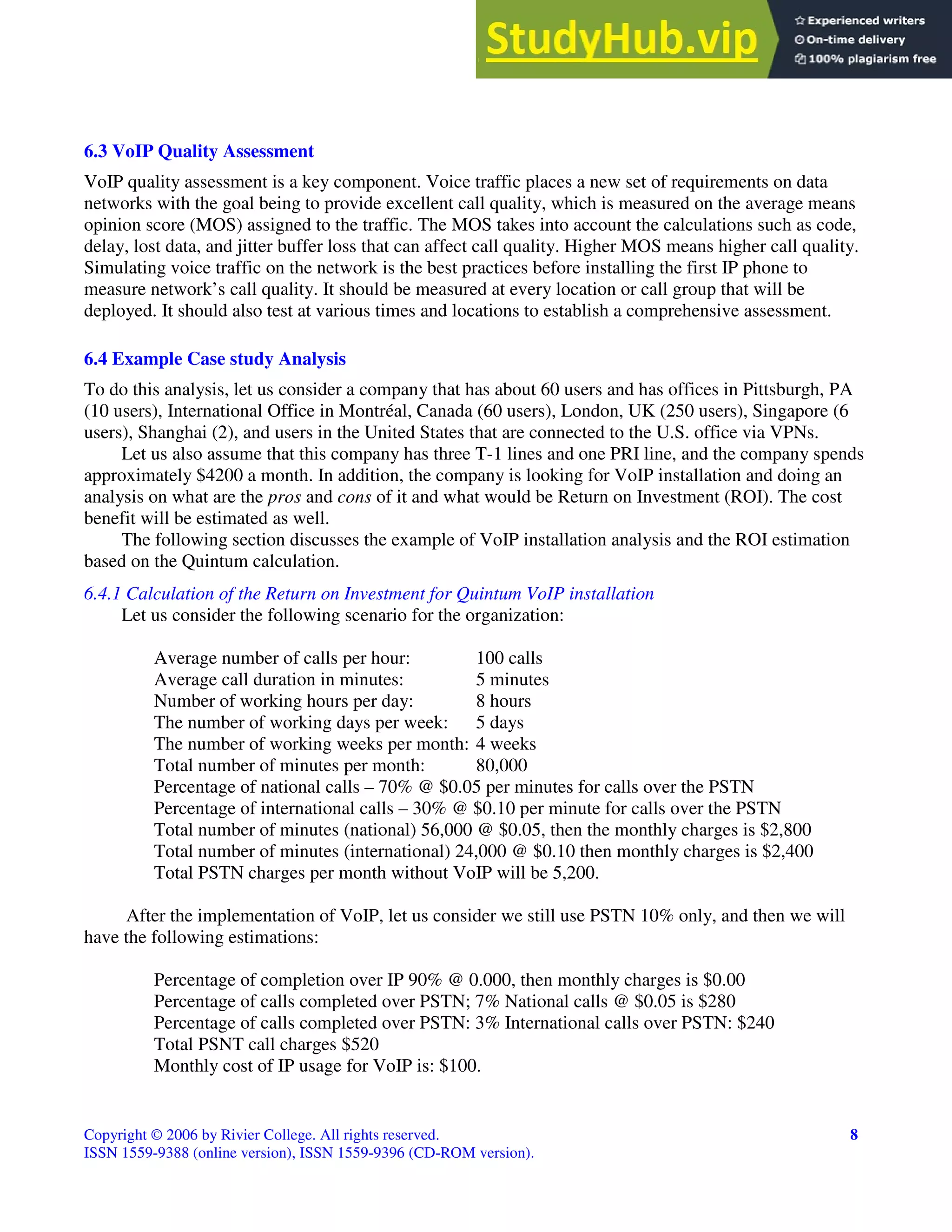 AN OVERVIEW OF VOICE OVER INTERNET PROTOCOL (VOIP | PDF