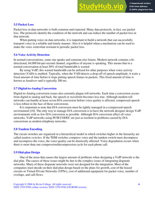 AN OVERVIEW OF VOICE OVER INTERNET PROTOCOL (VOIP | PDF
