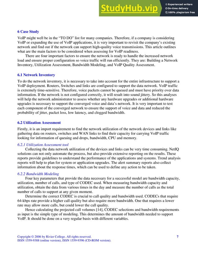 AN OVERVIEW OF VOICE OVER INTERNET PROTOCOL (VOIP | PDF