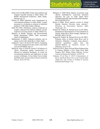 An Overview Of Water Pollution Status In Ethiopia With A Particular ...