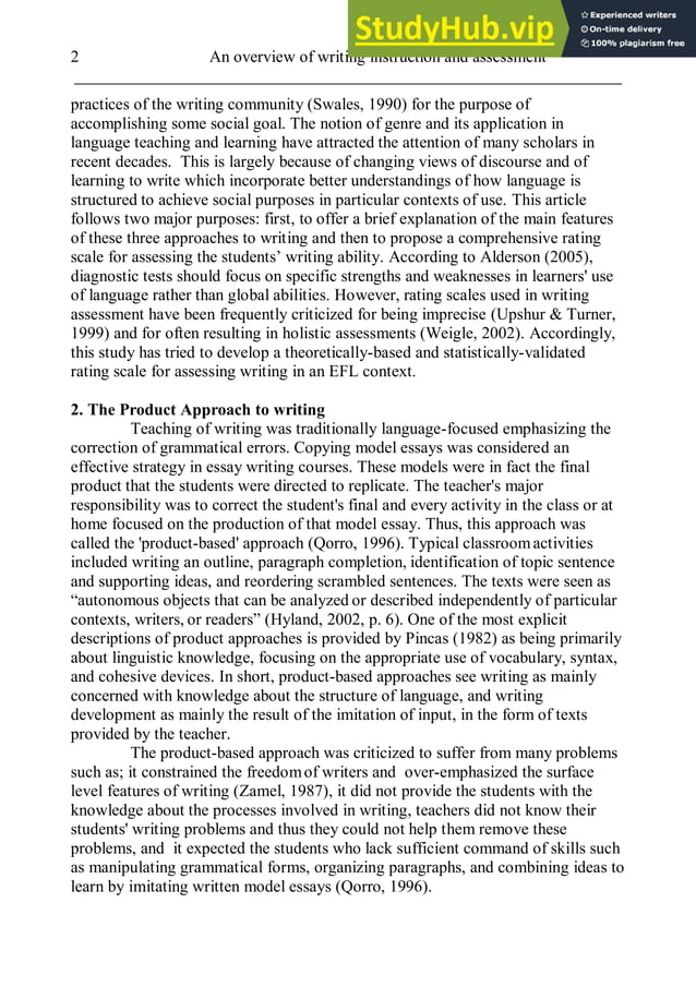 An Overview Of Writing Instruction And Assessment | PDF