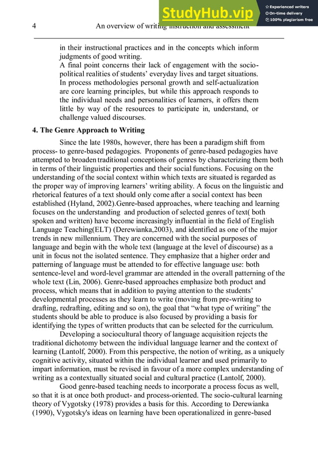 An Overview Of Writing Instruction And Assessment | PDF