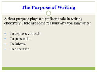 An overview of writing the writing process | PPTX