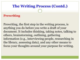 An overview of writing the writing process | PPTX
