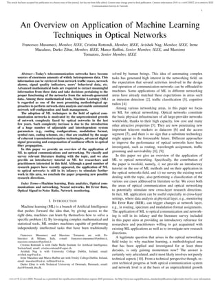 An overview on application of machine learning techniques in optical networks | PDF