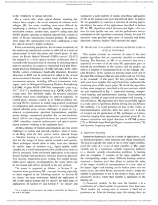 An overview on application of machine learning techniques in optical ...