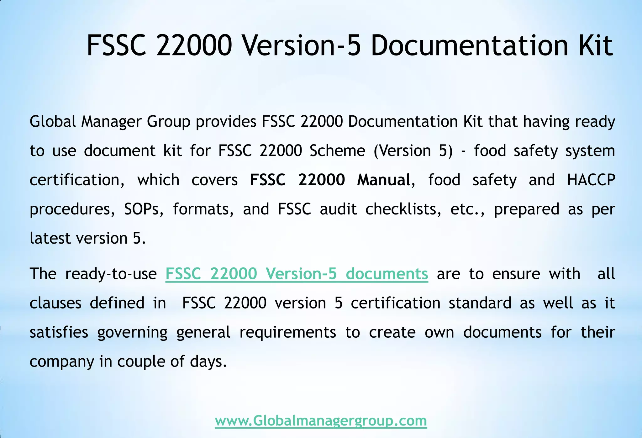 An Overview on FSSC 22000 (Version-5) Documentation kit | PDF