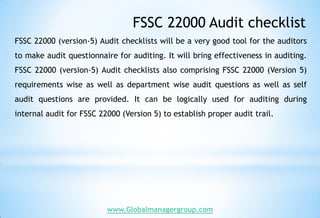 An Overview on FSSC 22000 (Version-5) Documentation kit | PDF
