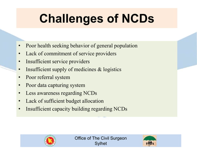 An Overview on NCDC in Bangladesh (Dr. Amzad Hossain) | PPTX | Substance Abuse | Diseases and ...