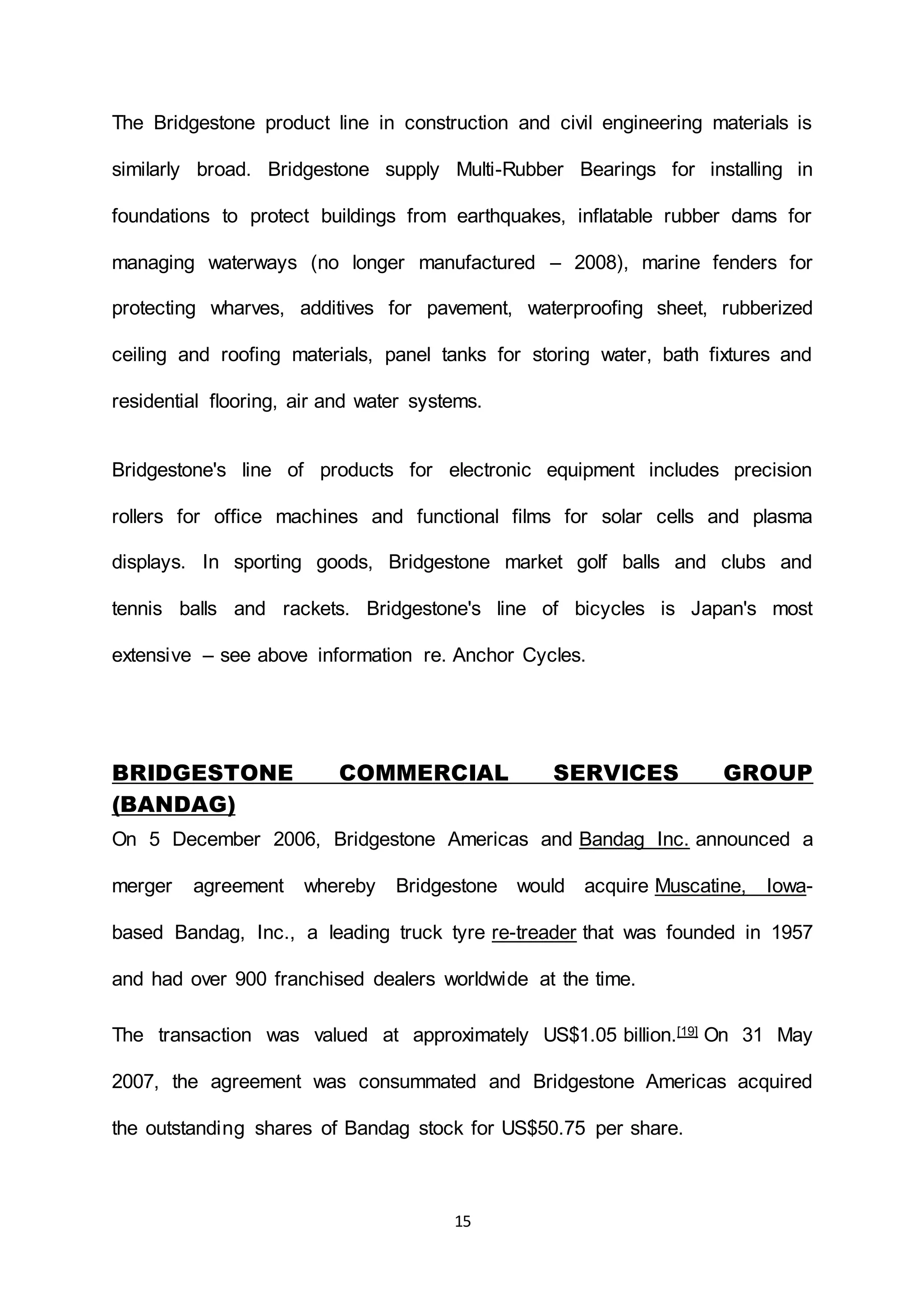 AN OVERVIEW ON THE BRIDGESTONE CORPORATION | DOCX