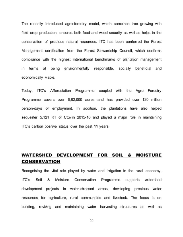 AN OVERVIEW ON THE CORPORATE SOCIAL RESPONSIBILITY INITIATIVES BY ITC ...