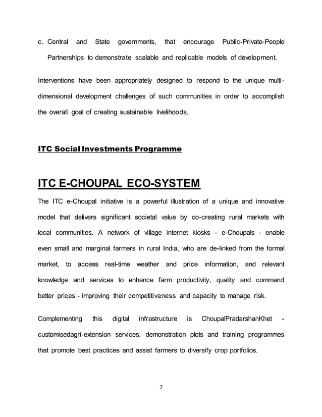 AN OVERVIEW ON THE CORPORATE SOCIAL RESPONSIBILITY INITIATIVES BY ITC ...