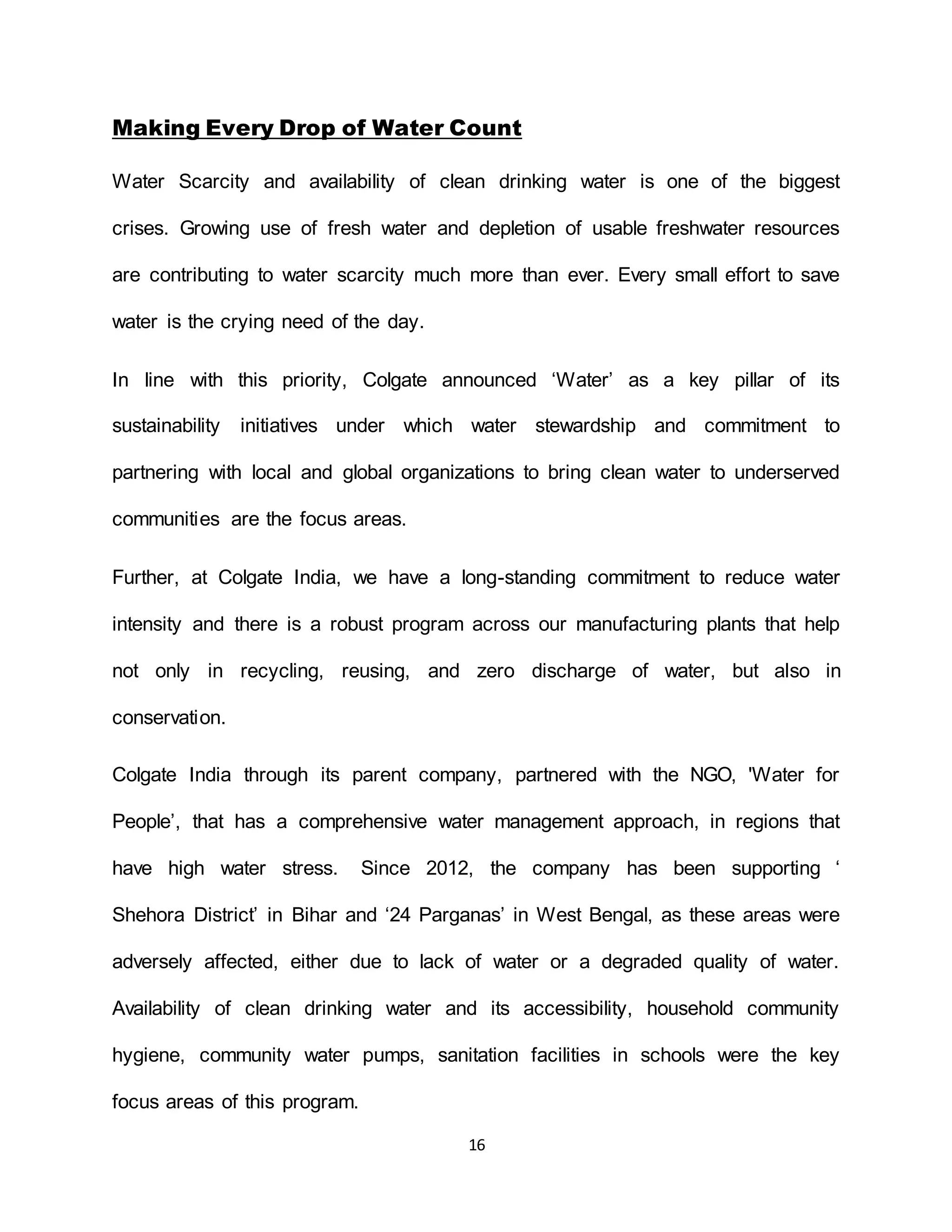 AN OVERVIEW ON THE CORPORATE SOCIAL RESPONSIBILITY INITIATIVES COLGATE ...