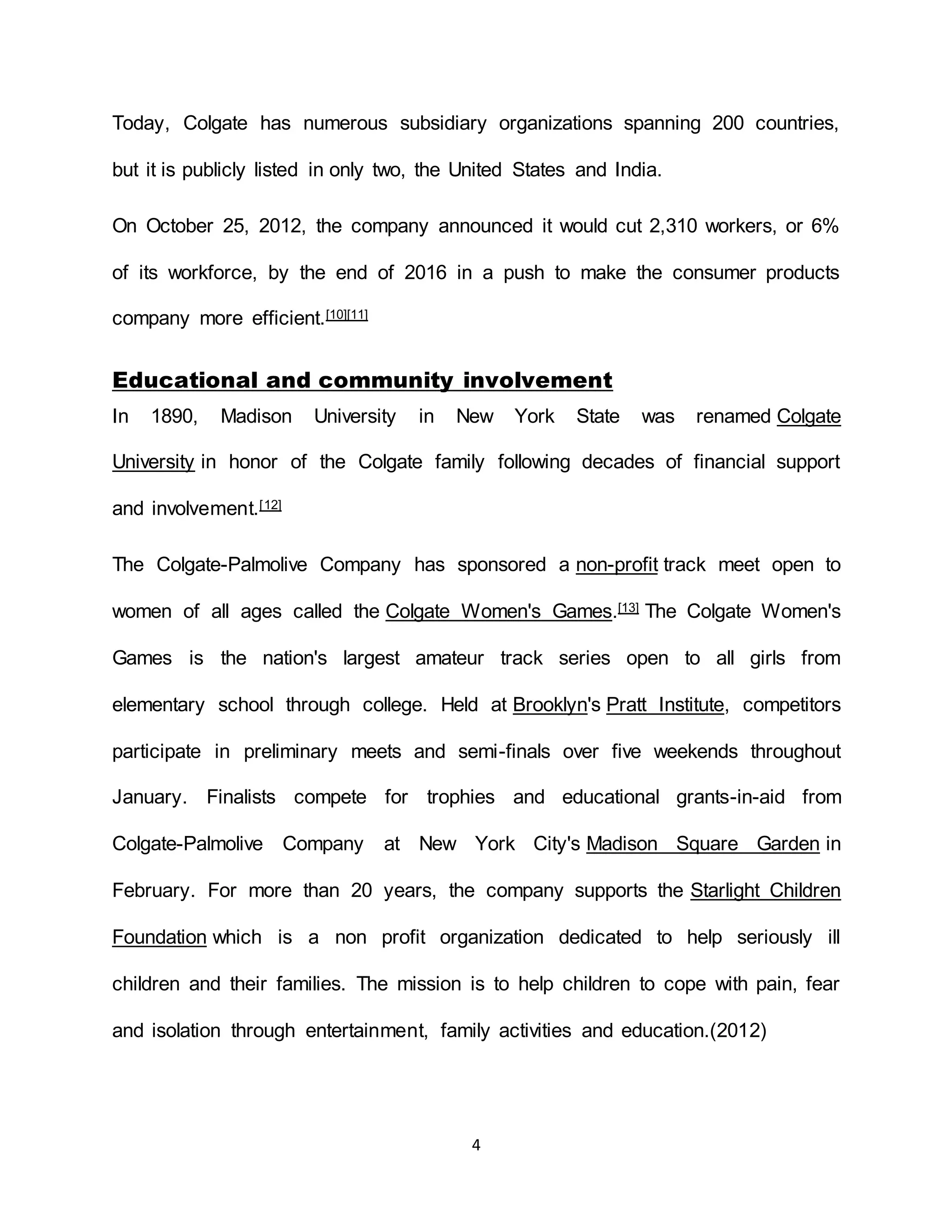 AN OVERVIEW ON THE CORPORATE SOCIAL RESPONSIBILITY INITIATIVES COLGATE ...