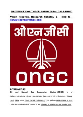 AN OVERVIEW ON THE OIL AND NATURAL GAS LIMITED PDF