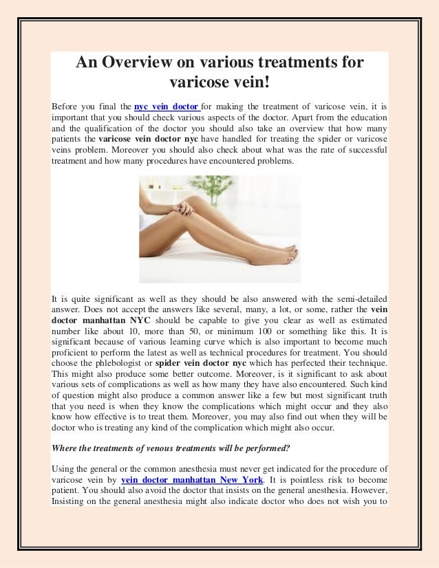 An overview on various treatment for varicose vein