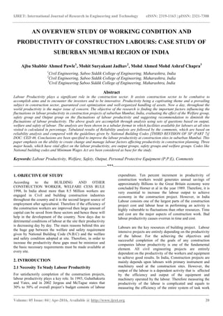 An overview study of working condition and productivity of construction ...