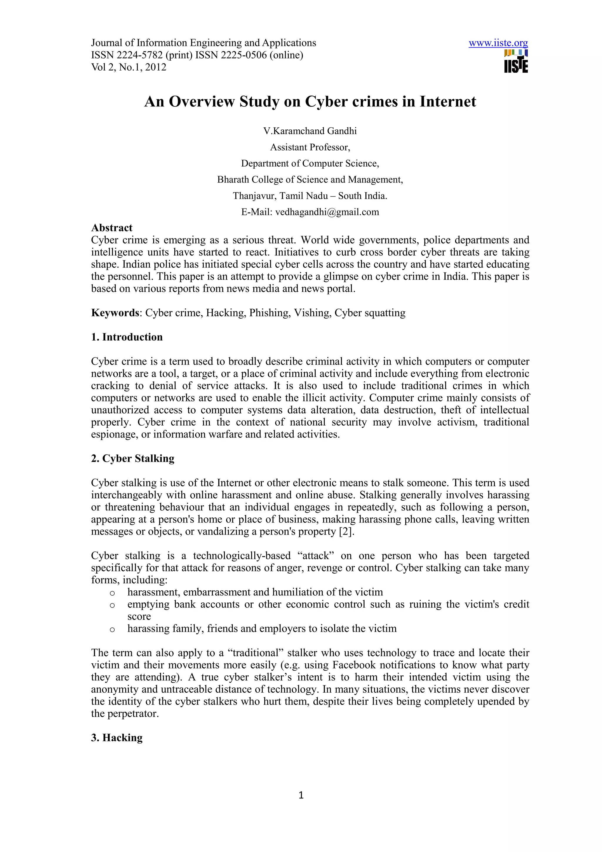 An overview study on cyber crimes in internet | PDF