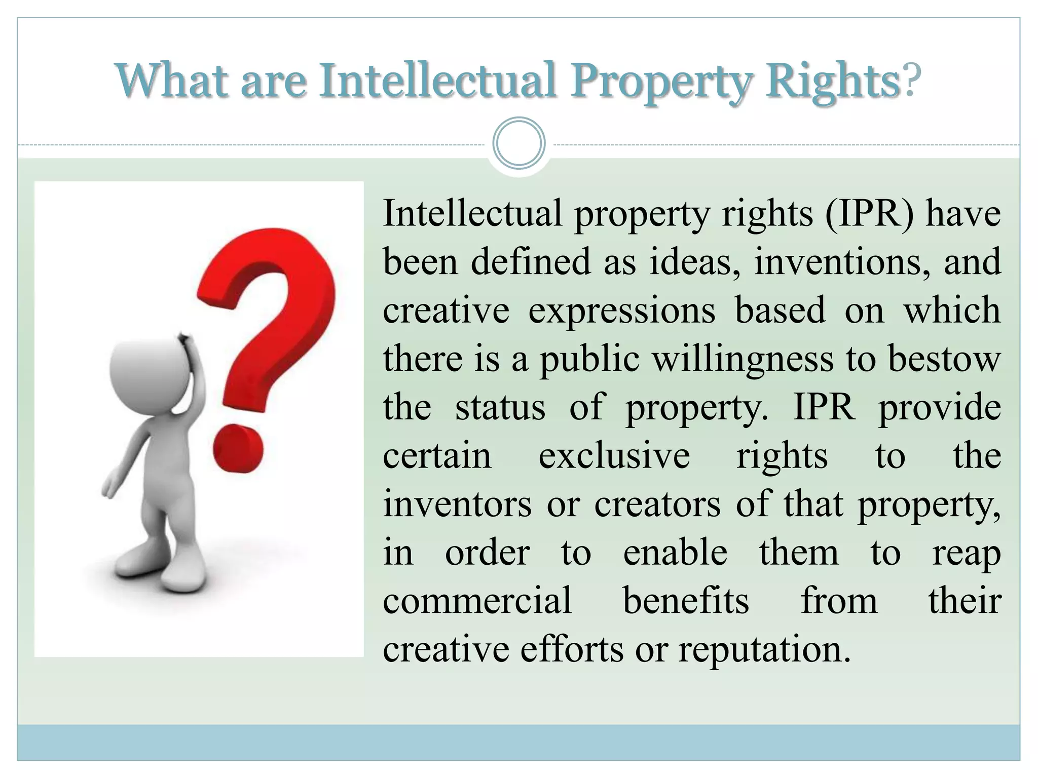 An overview to Intellectual Property Rights in India | PPTX