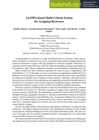 An OWA-Based Multi-Criteria System For Assigning Reviewers | PDF