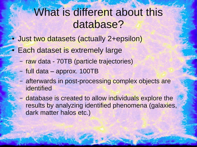 COCOS – building a large scale cosmological simulation database ...