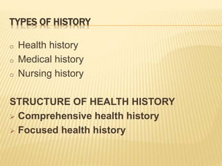 HISTORY COLLECTION PHYSICAL EXAMINATION | PPTX