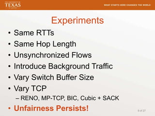 TCP Issues in DataCenter Networks | PPT