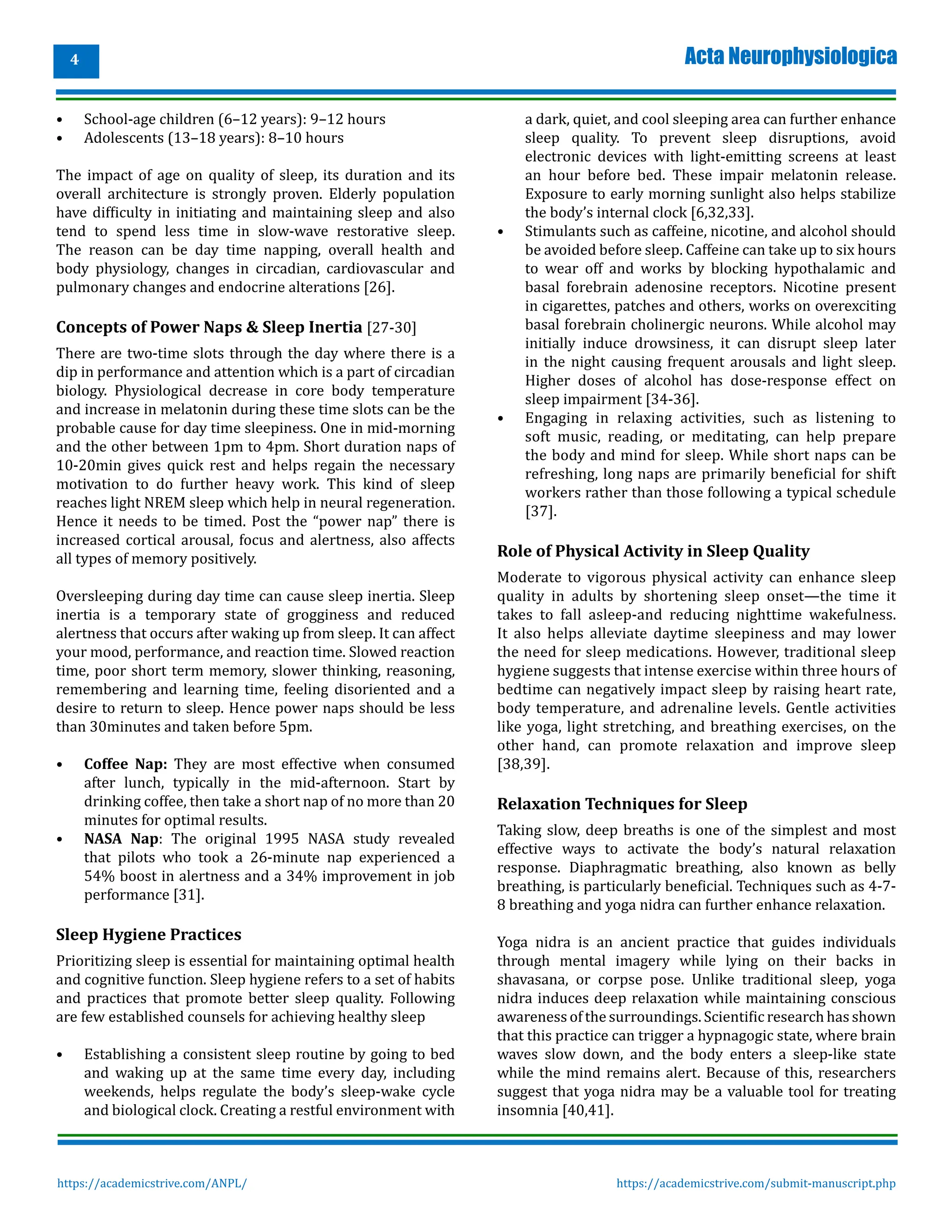 Sleep Health and Sleep Hygiene – Revisited | PDF