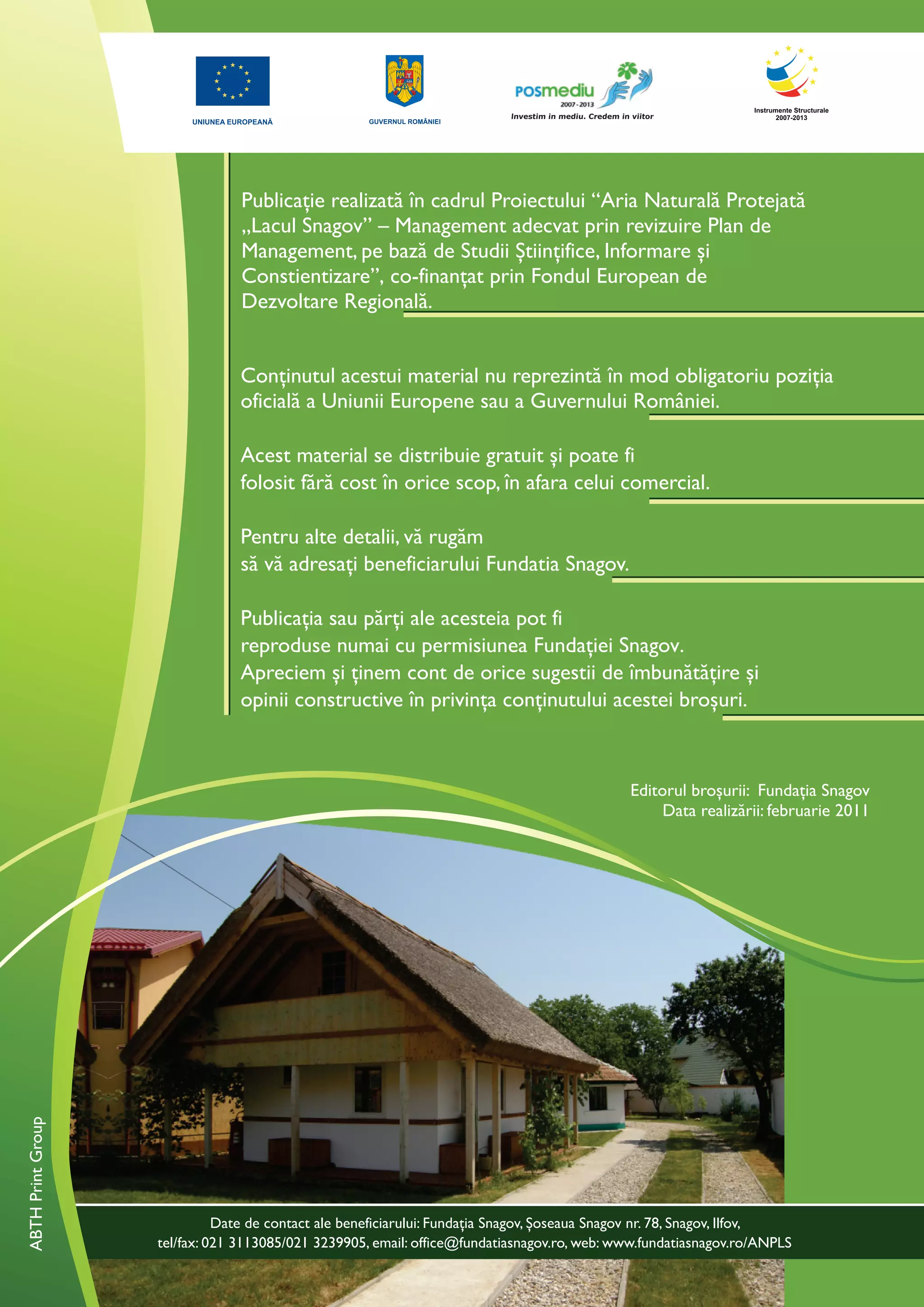 Anpls brosura prezentare=2008=aria naturala protejata lacul snagov | PDF