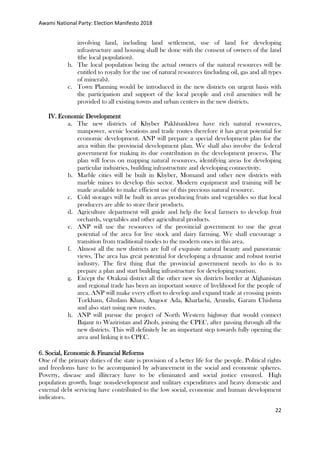 AWAMI NATIONAL PARTY - MANIFESTO | PDF