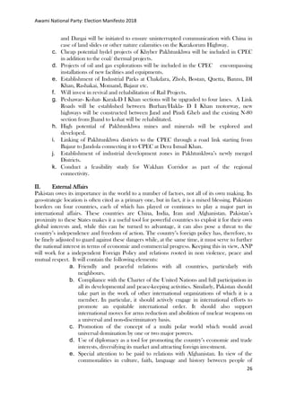 AWAMI NATIONAL PARTY - MANIFESTO | PDF