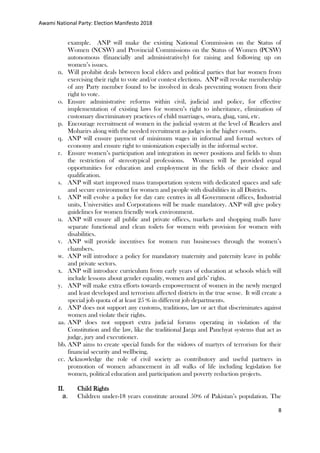 AWAMI NATIONAL PARTY - MANIFESTO | PDF