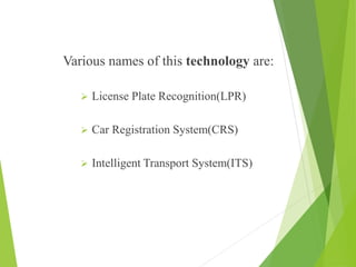 automatic number plate recognition | PPTX