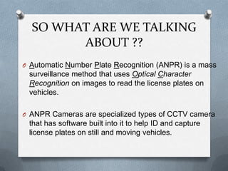 Automatic Number Plate Recognition (ANPR) | PPTX