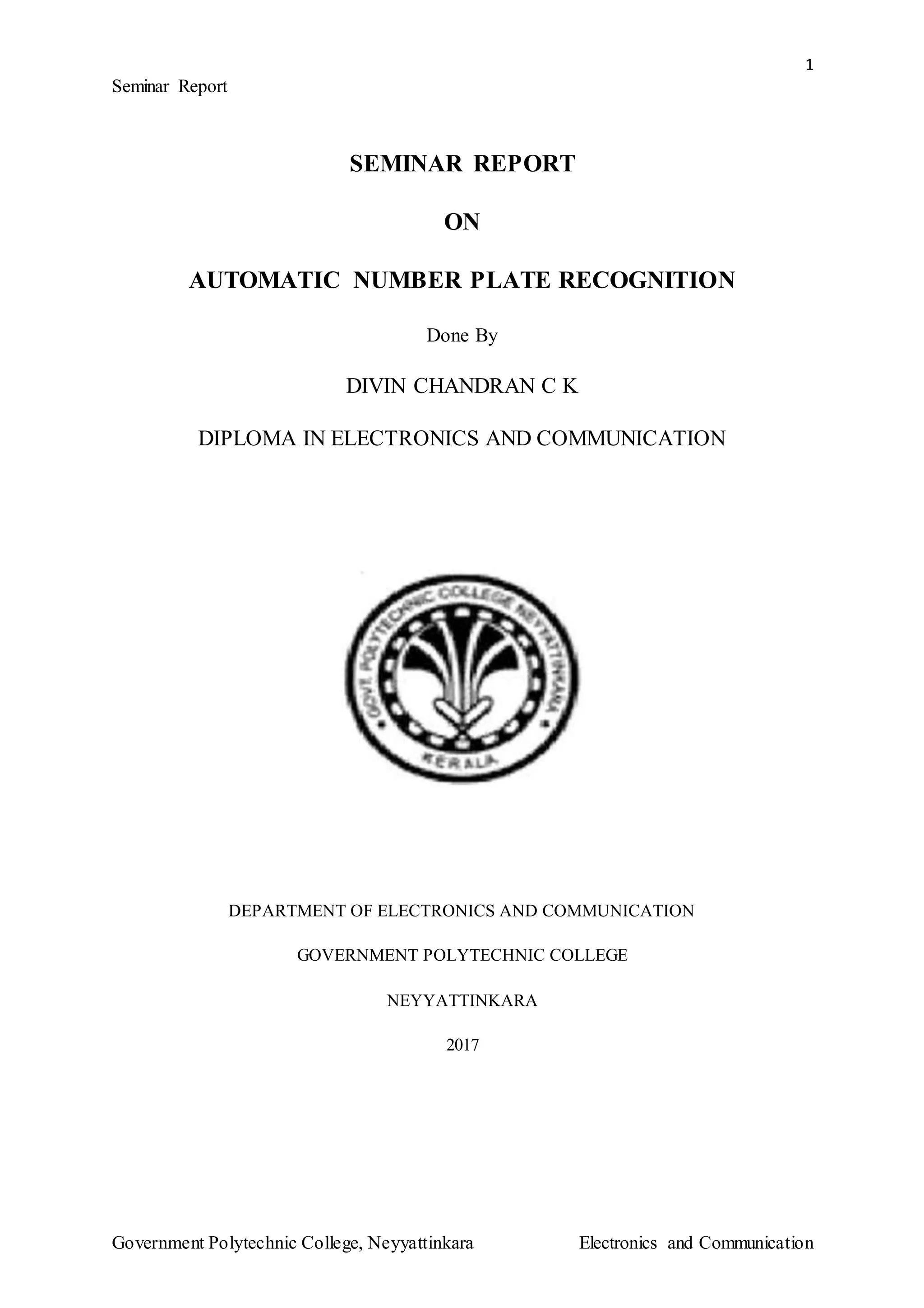 Automatic Number Plate Recognition Pdf